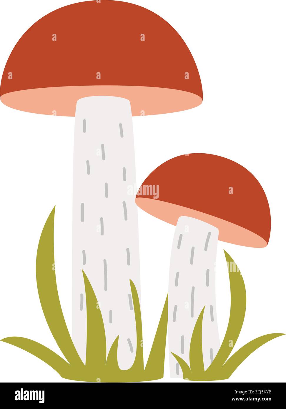 Pair of edible mushrooms in grass clip art illustration Stock Vector ...