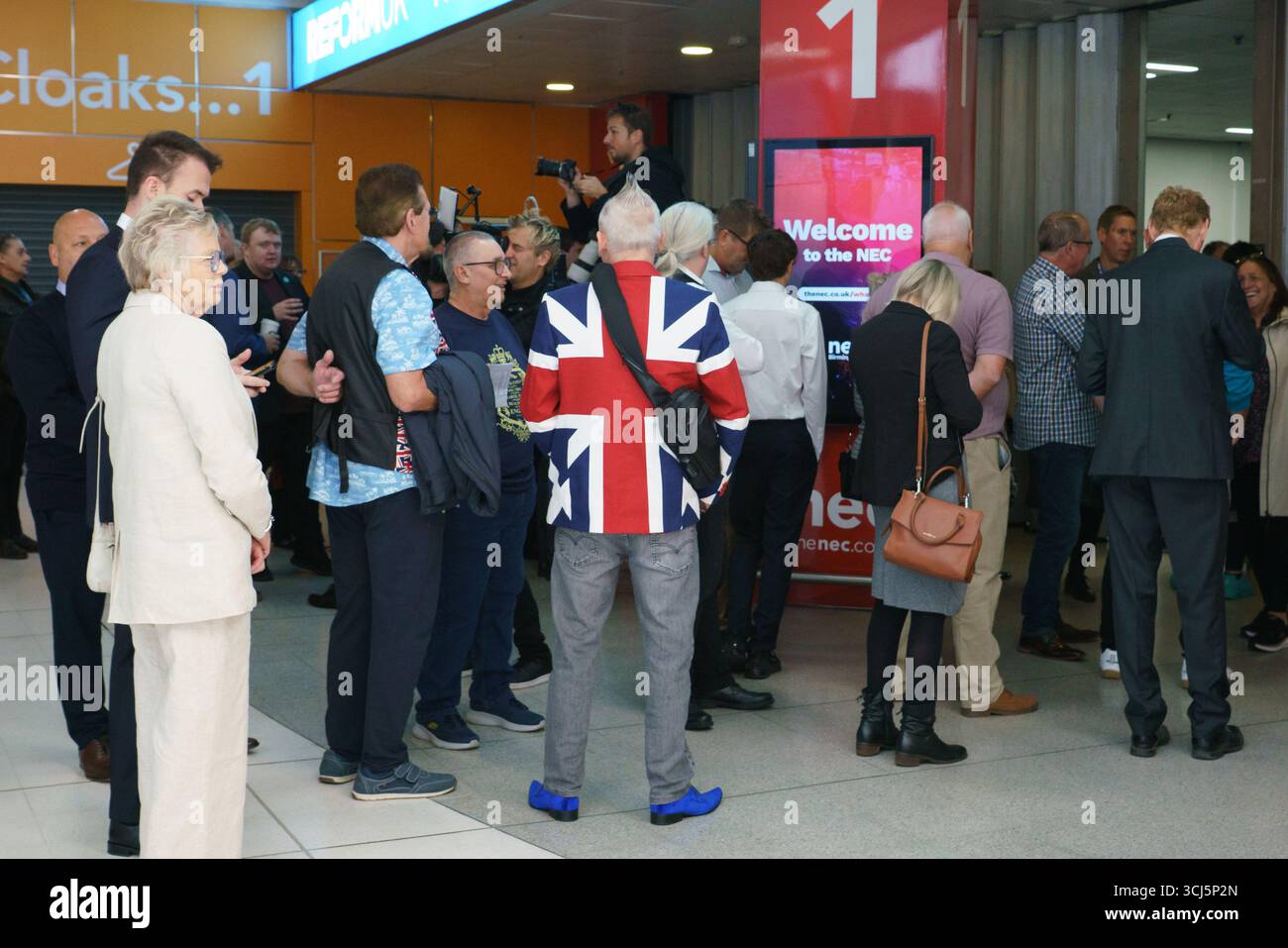 Birmingham NEC. Friday 5th September 2025. Reform party members arrive ...