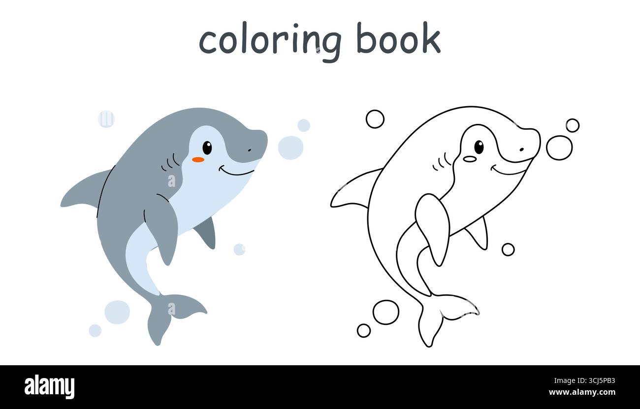 happy shark coloring book for kids. Wild animal coloring pages for ...