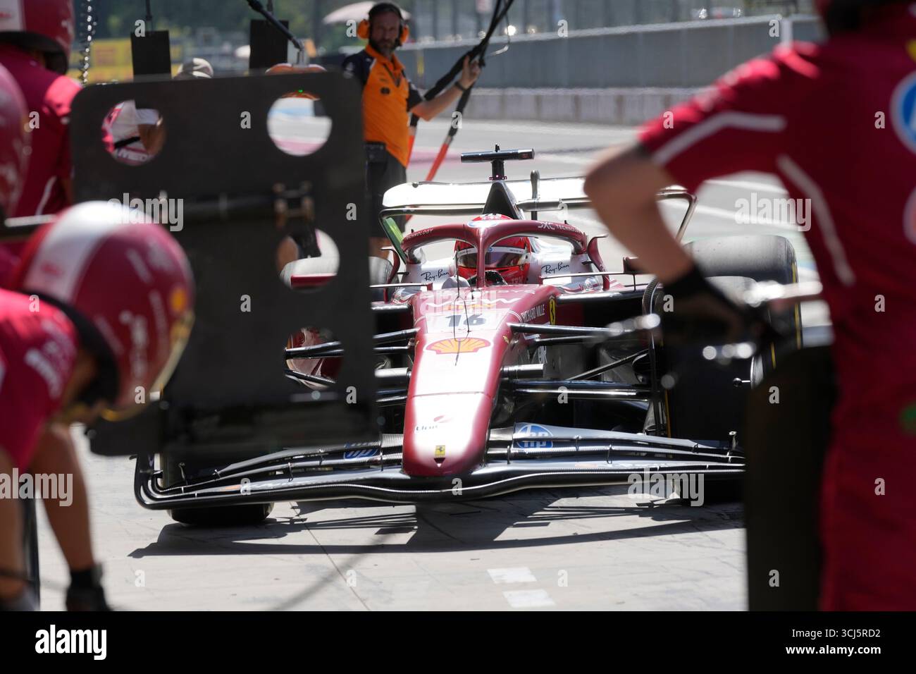 Ferrari driver Charles Leclerc of Monaco comes to the pits during the ...