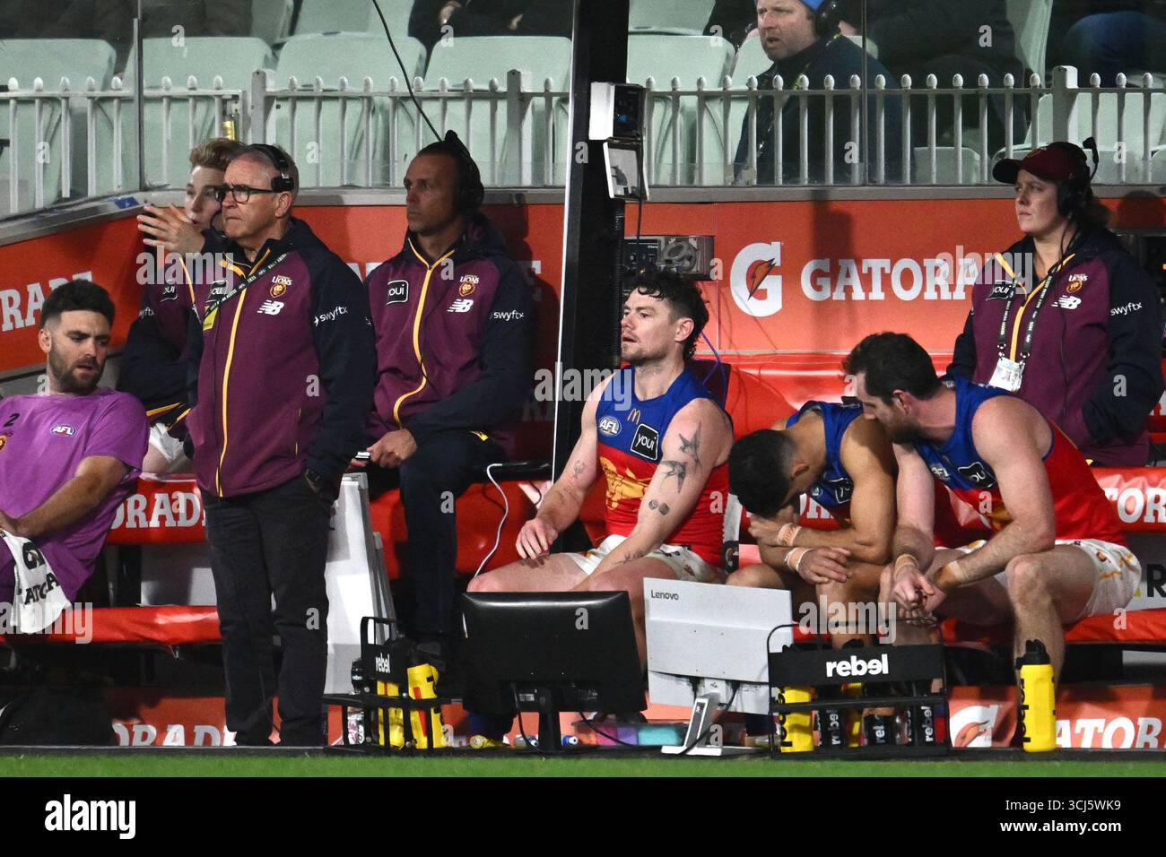 Lachie Neale of the Lions seen on the bench during the AFL Qualifying ...