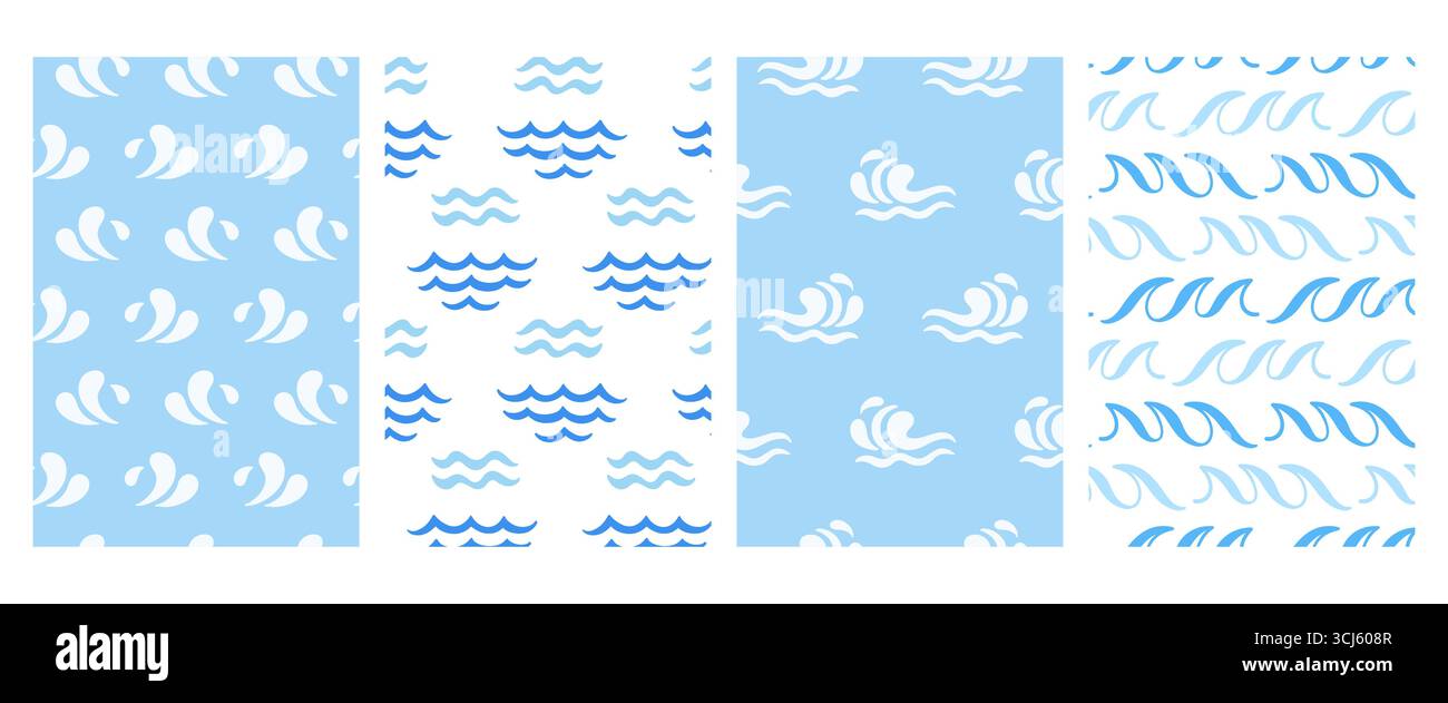 Abstract blue ocean waves cover backgrounds set Stock Vector Image ...