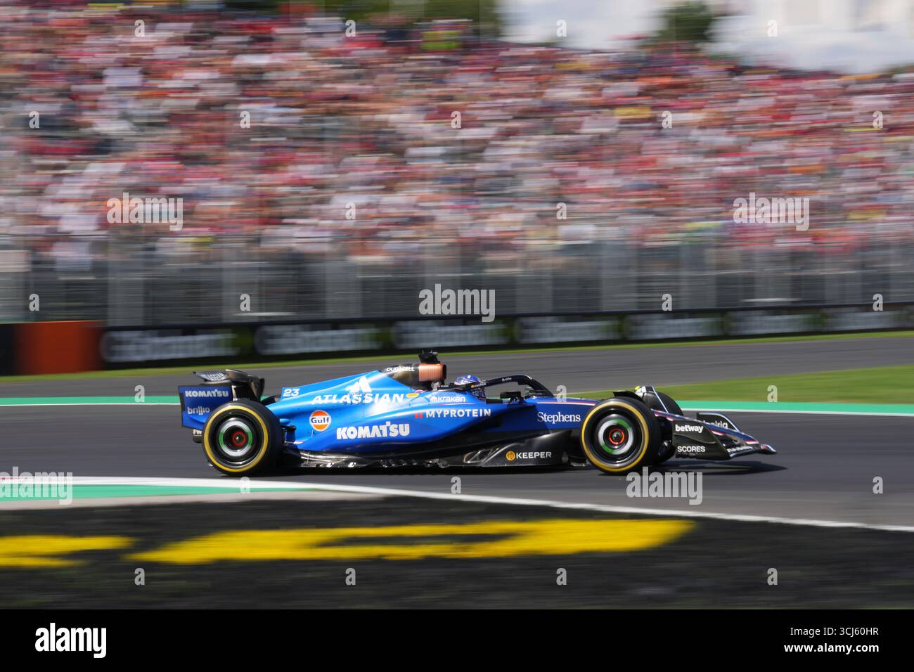 Williams driver Alexander Albon of Thailand steers his car during the ...