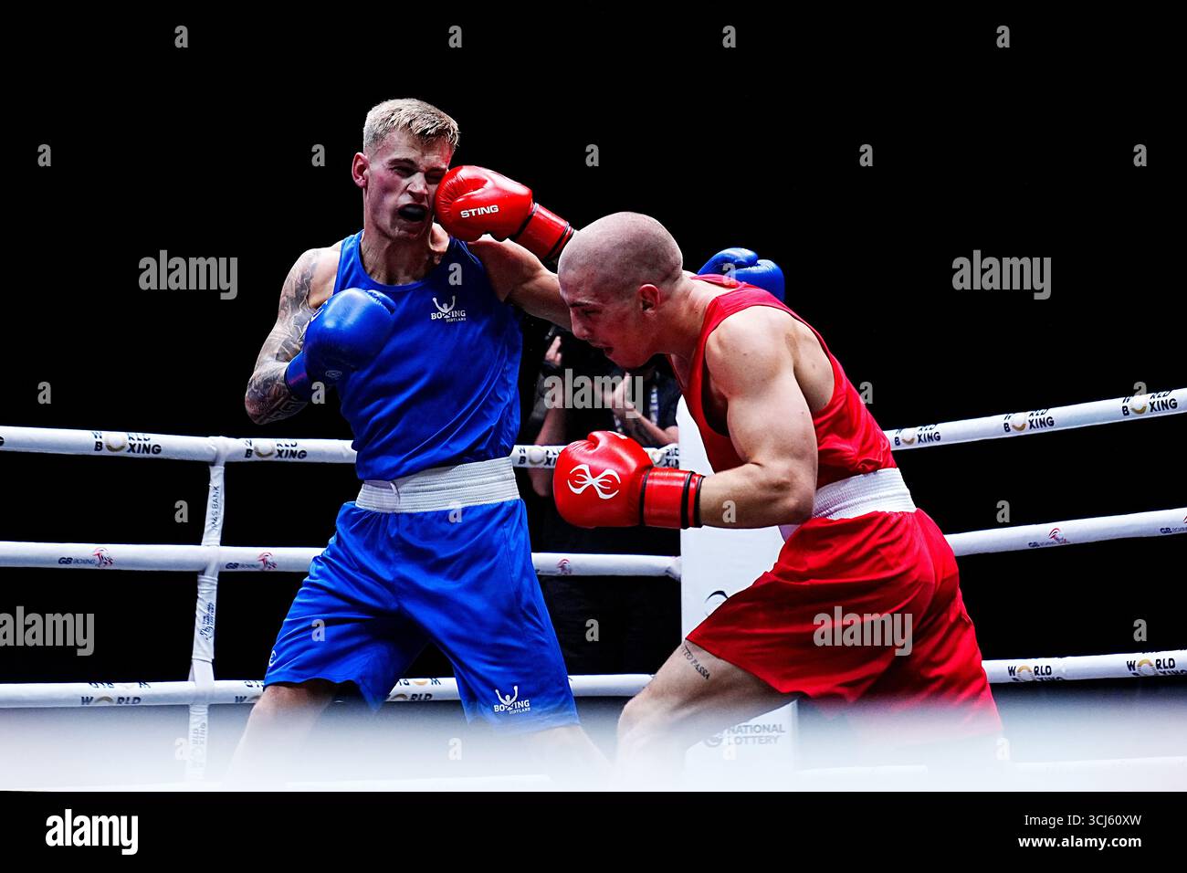 Alan Perrie (left) in action during their round of 32 bout against Soma ...