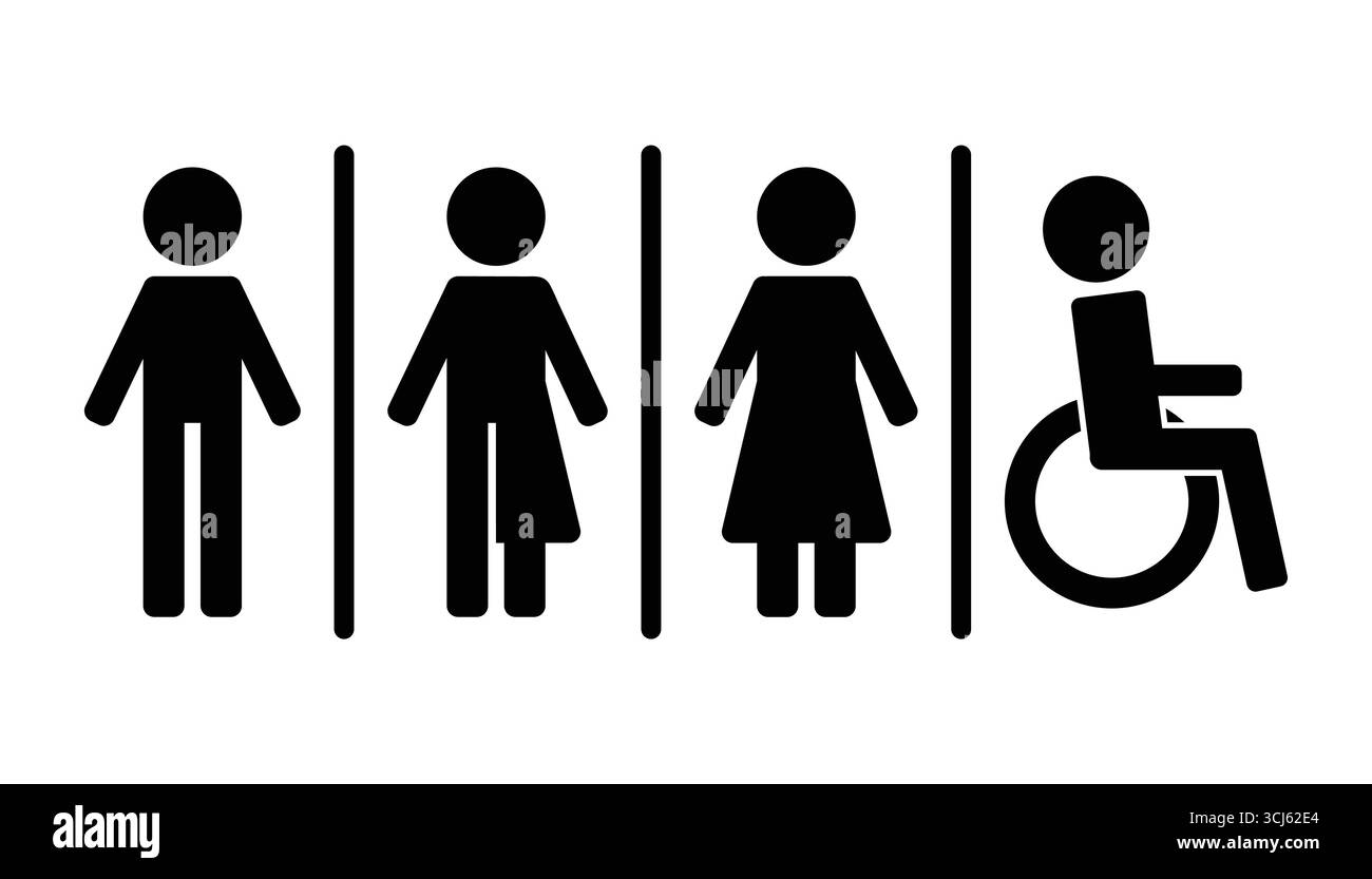 WC icons set with toilet sign, man, woman, gender neutral and ...