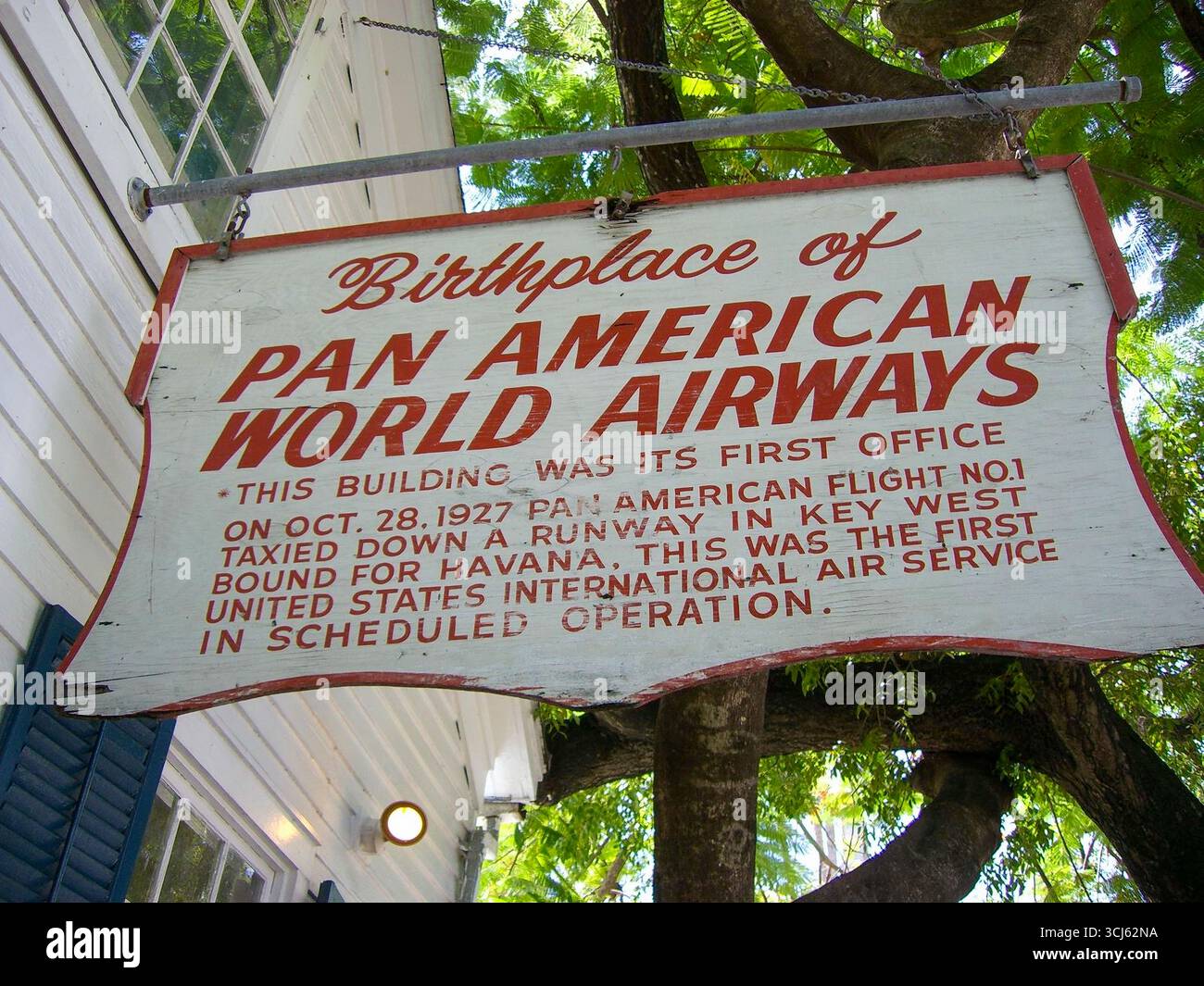 Sign marking the birthplace of Pan American World Airways in Key West ...