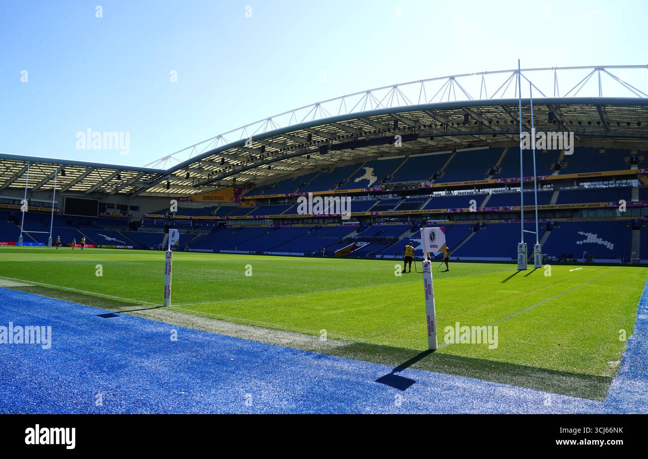 A general view from inside the stadium following a team run at the ...