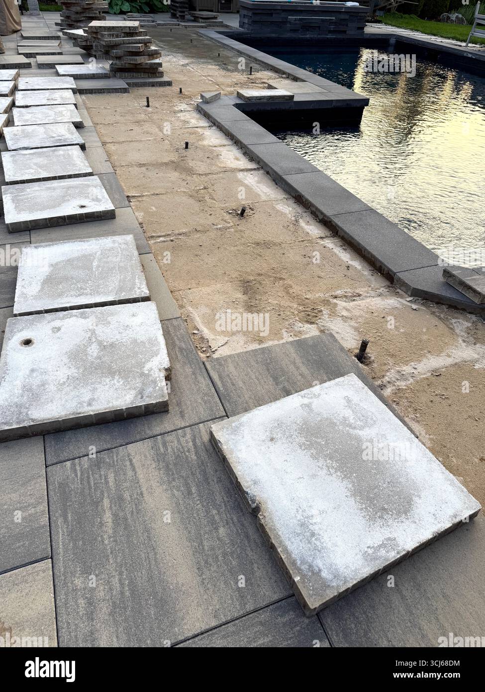 Luxury backyard remodel. excavation and leveling uneven pavers that ...