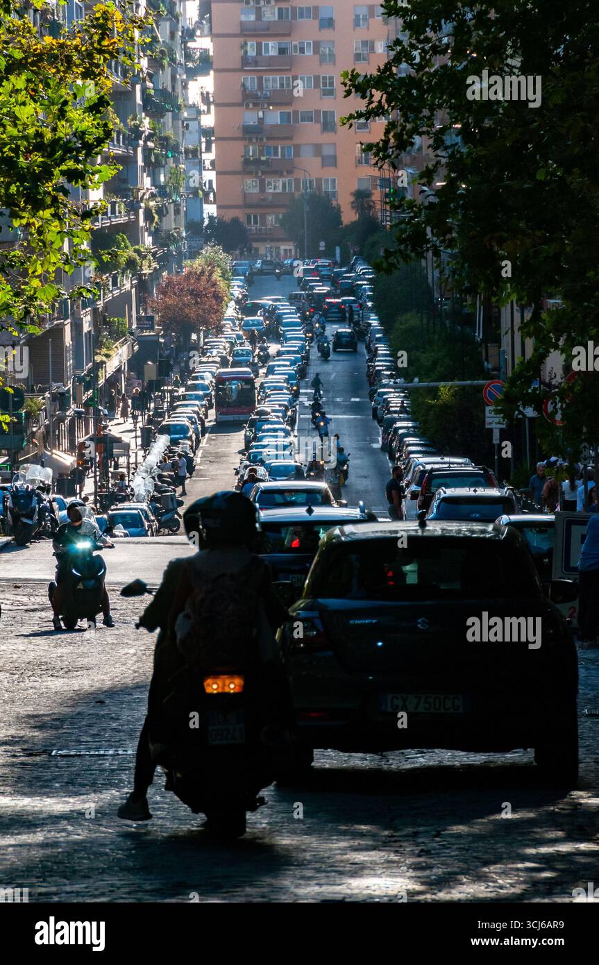 View of Via Cilea with cars from Via Scarlatti in the Vomero ...