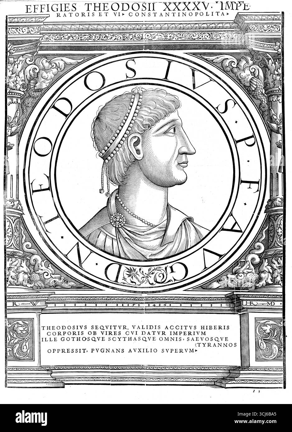 Flavius theodosius roman emperor black and white drawing illustration ...