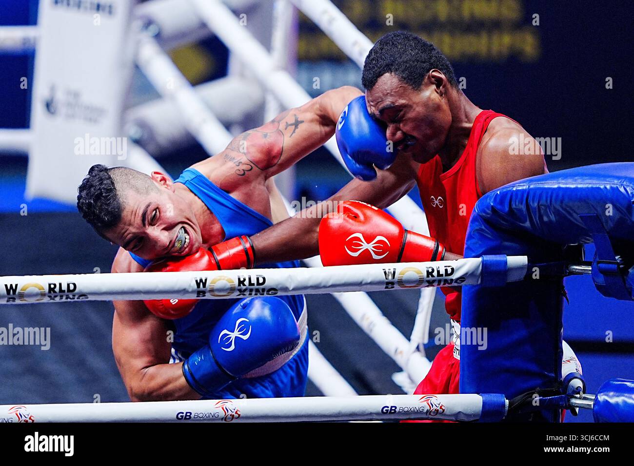 Aryan Saed Panah (left) in action during their bout against Sakiusa ...