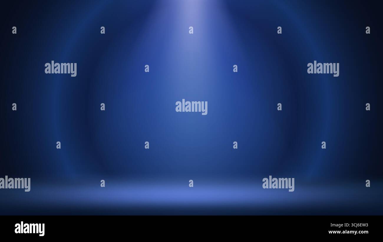 Spotlight blue stage background. Minimalist interior studio room ...