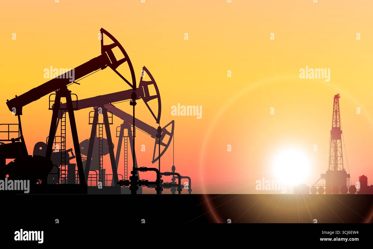 Oil production in desert Stock Vector Images - Alamy