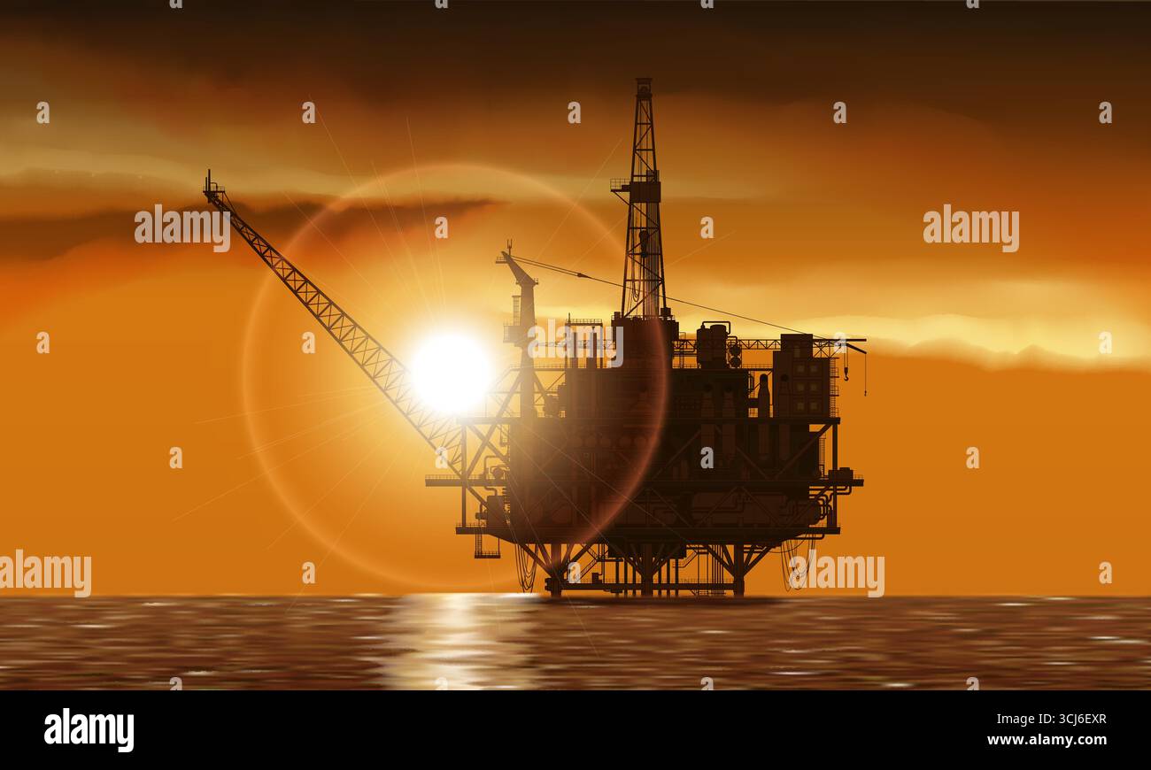 Offshore production platform Stock Vector Images - Alamy