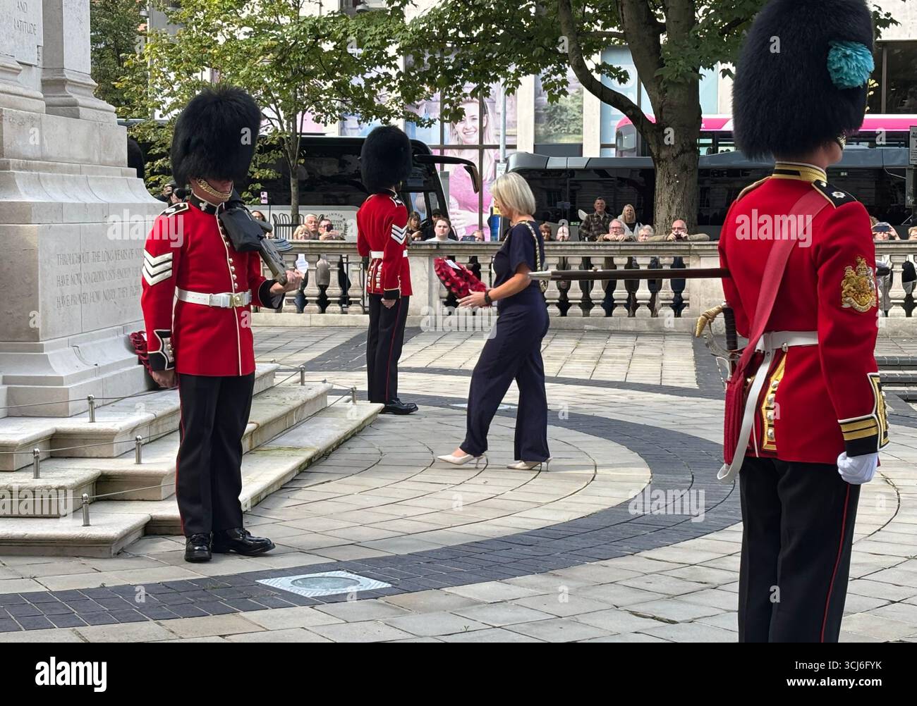 Belfast Lord Mayor Tracy Kelly lays a wreath at the cenotaph at Belfast ...