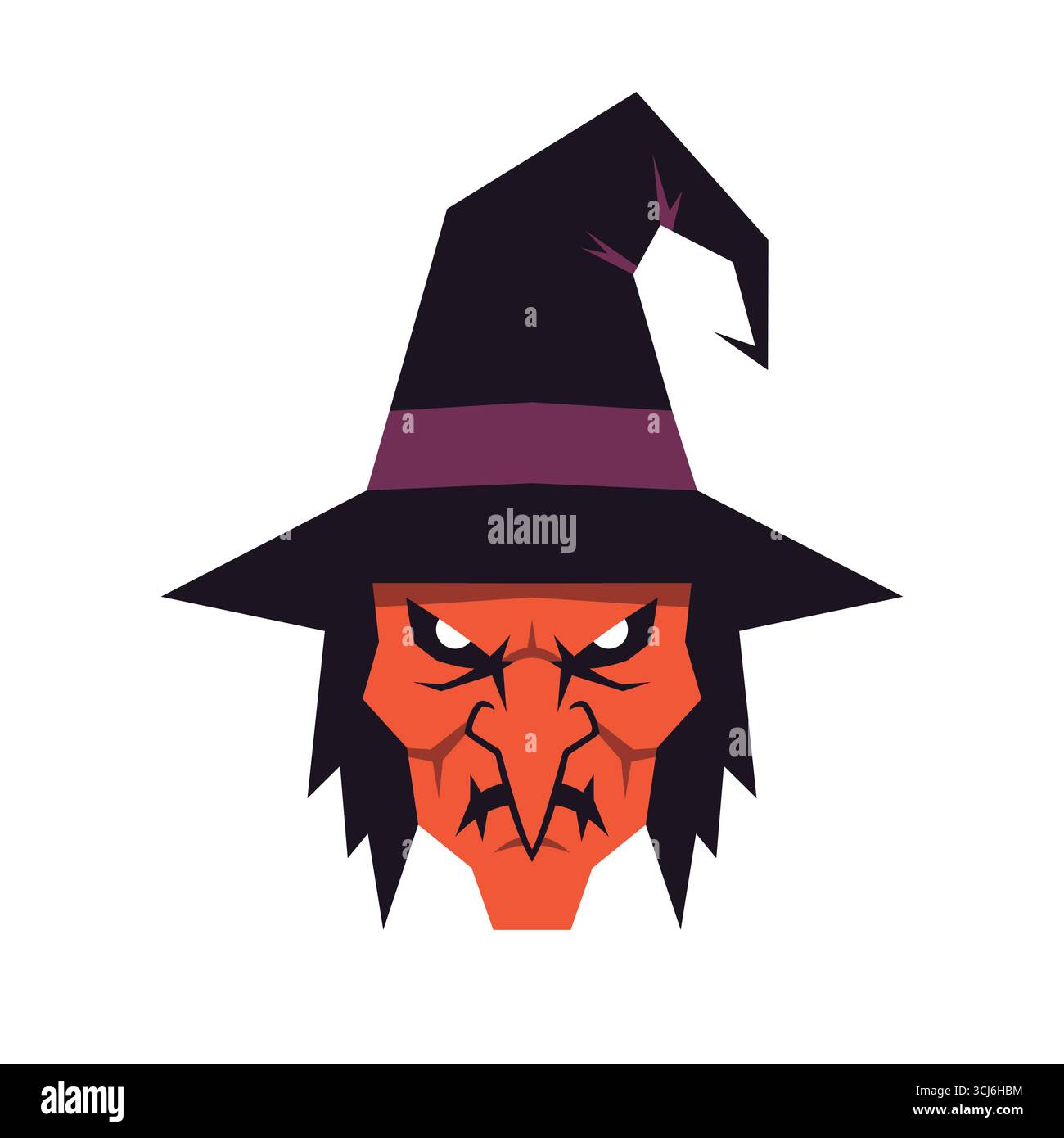 Creepy witch face with pointed hat vector illustration for halloween ...