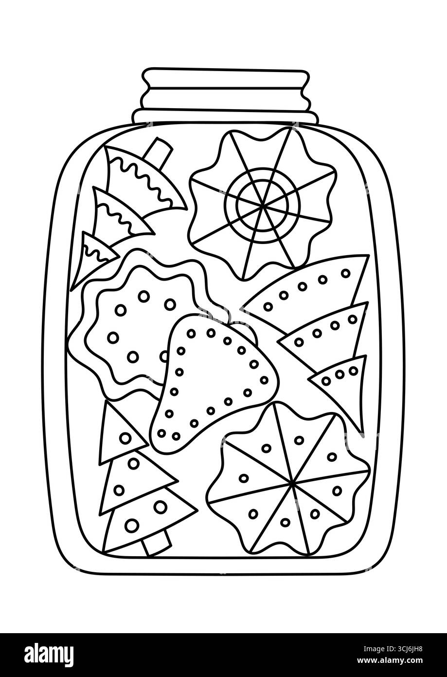 Christmas Theme Coloring Page For Creativity And Gingerbread Cookies In ...