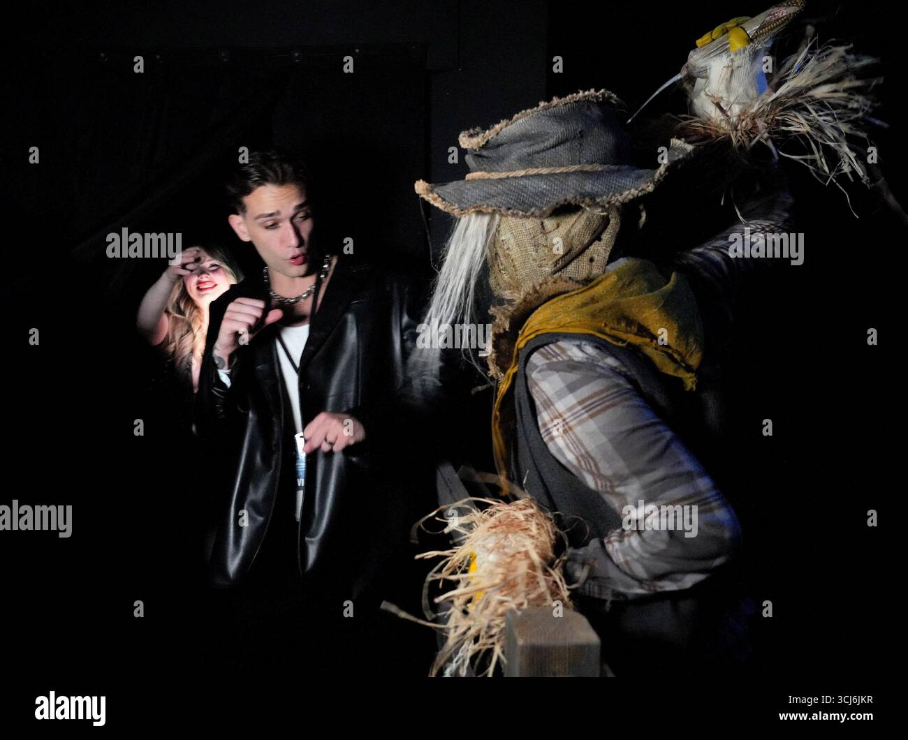 Actor Cody Saintgnue walking through the Scarecrow: Music By SLASH Maze at the Universal Studios ...