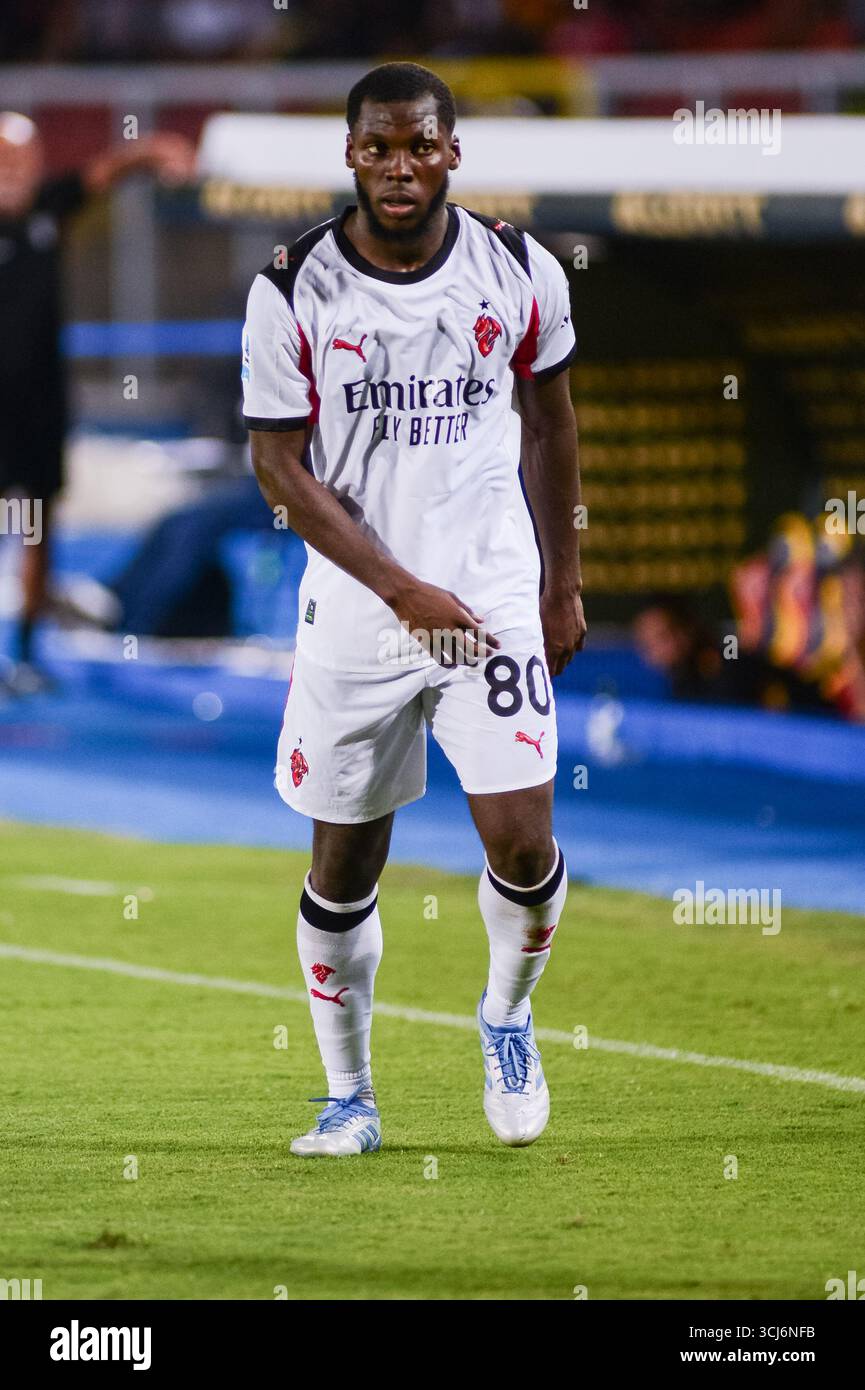 LECCE, ITALY - AUGUST 29: Yunus Musah of AC Milan during the Serie A match between US Lecce and ...