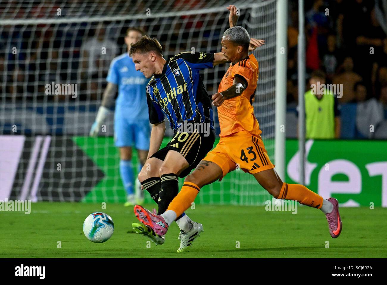 Pisa SC's midfielder Michel Aebischer against AS Roma's defender Wesley ...