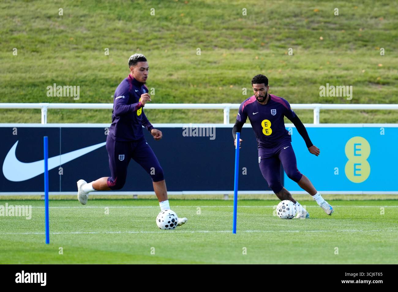 England's Morgan Rogers and Reece James during a training session at St George's Park, Burton ...