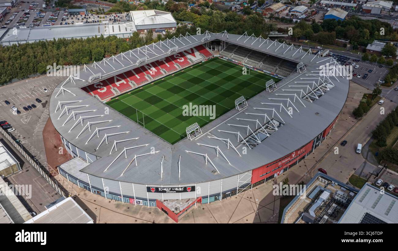 A general view of The Totally Wicked Stadium from the air during the ...
