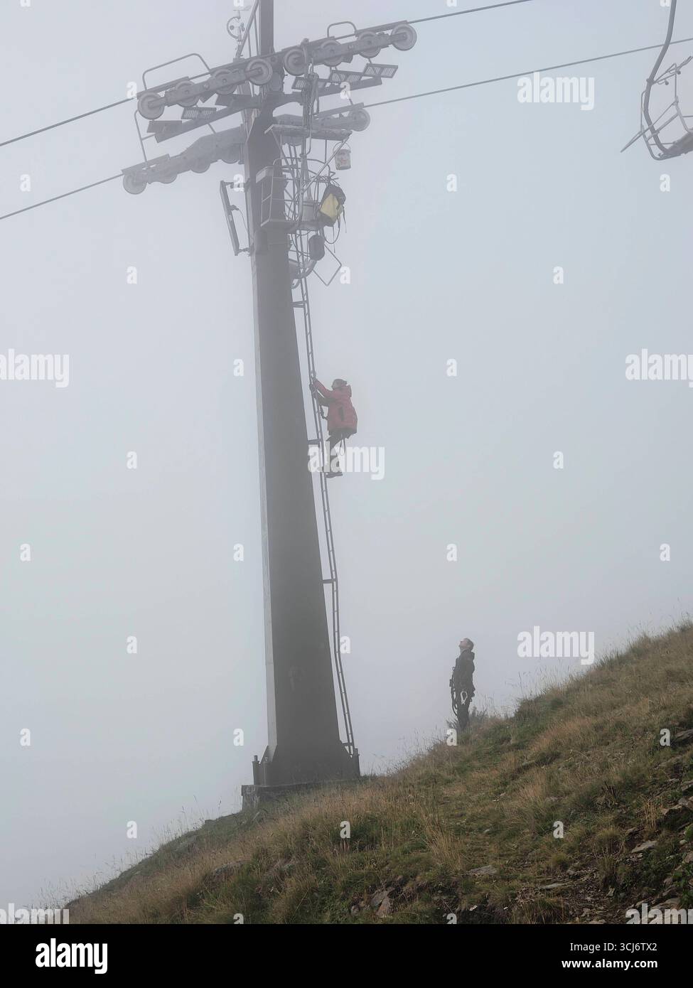 an Industrial climber or height worker working at great heights ...