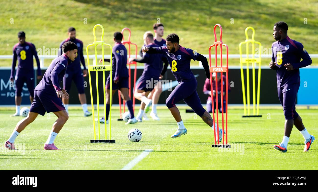 England's Reece James (centre) during a training session at St George's ...