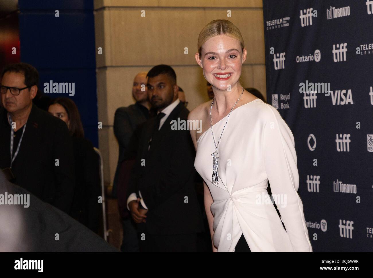 Elle Fanning attends the premiere of "Sentimental Value" during the 2025 Toronto International ...