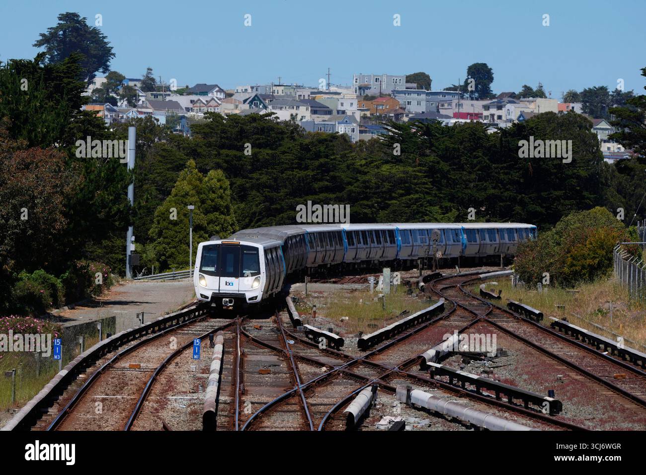FILE - A Bay Area Rapid Transit train approaches a BART station in Daly ...