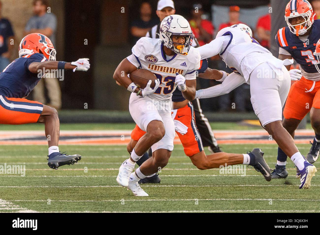 Western Illinois wide receiver Aric Johnson (23) rushes the ball during ...