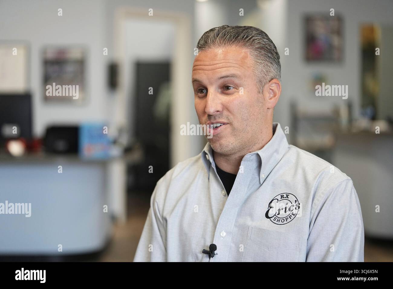 Marc Ost co-owner at Eric's Rx Shoppe speaks during an interview in ...