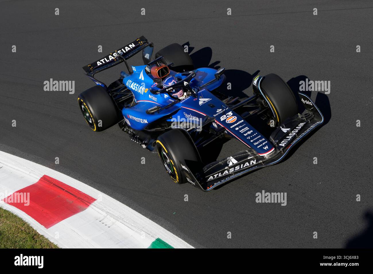 Williams driver Alexander Albon of Thailand steers his car during the ...