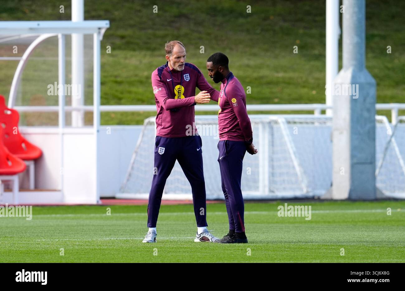 England manager Thomas Tuchel and coach Justin Cochrane during a ...
