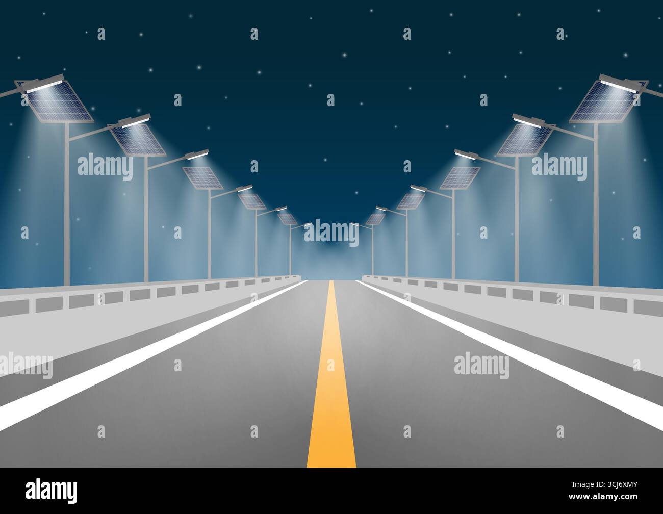 Solar Power Energy Lamp Post on the Road. Solar Panel Street Lamp Post ...