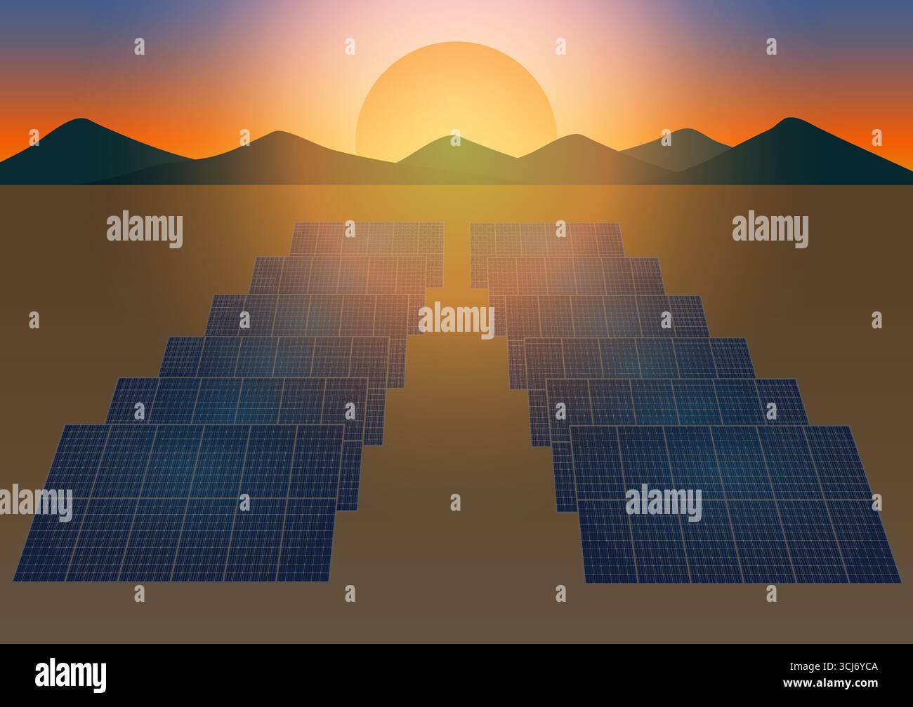 Solar Cell. Solar Panel in Desert. Alternative Renewable Energy Sources ...