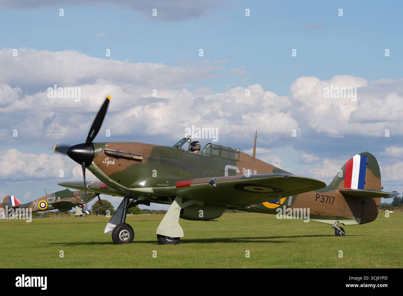 A Hawker Hurricane MkI - P3717, arrives ahead of the Duxford Battle of ...