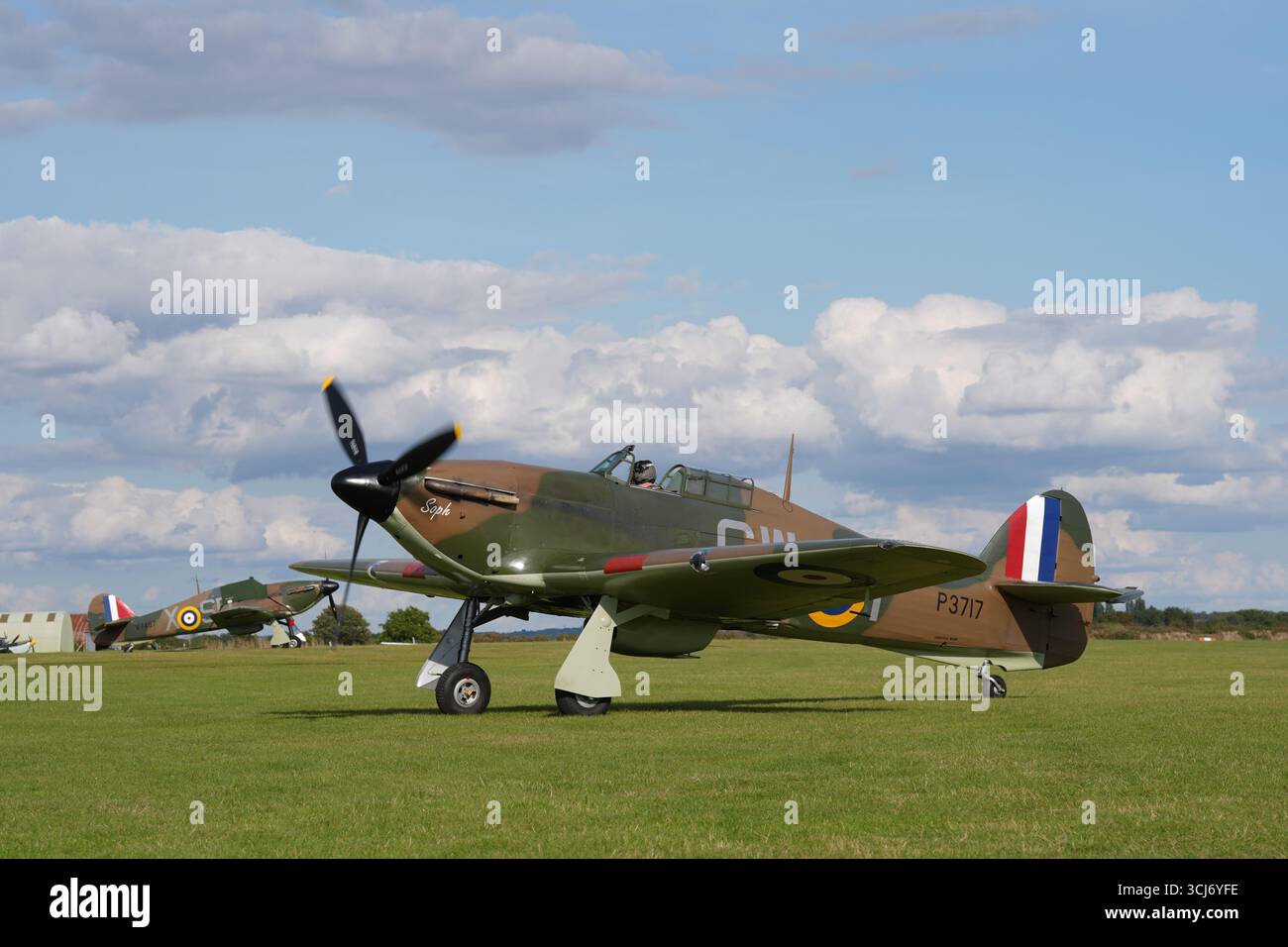 A Hawker Hurricane MkI - P3717, arrives ahead of the Duxford Battle of ...