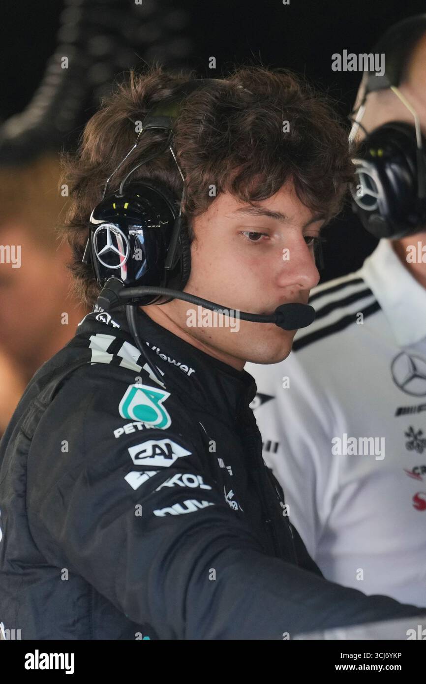 Mercedes driver Andrea Kimi Antonelli of Italy prepares for the second ...