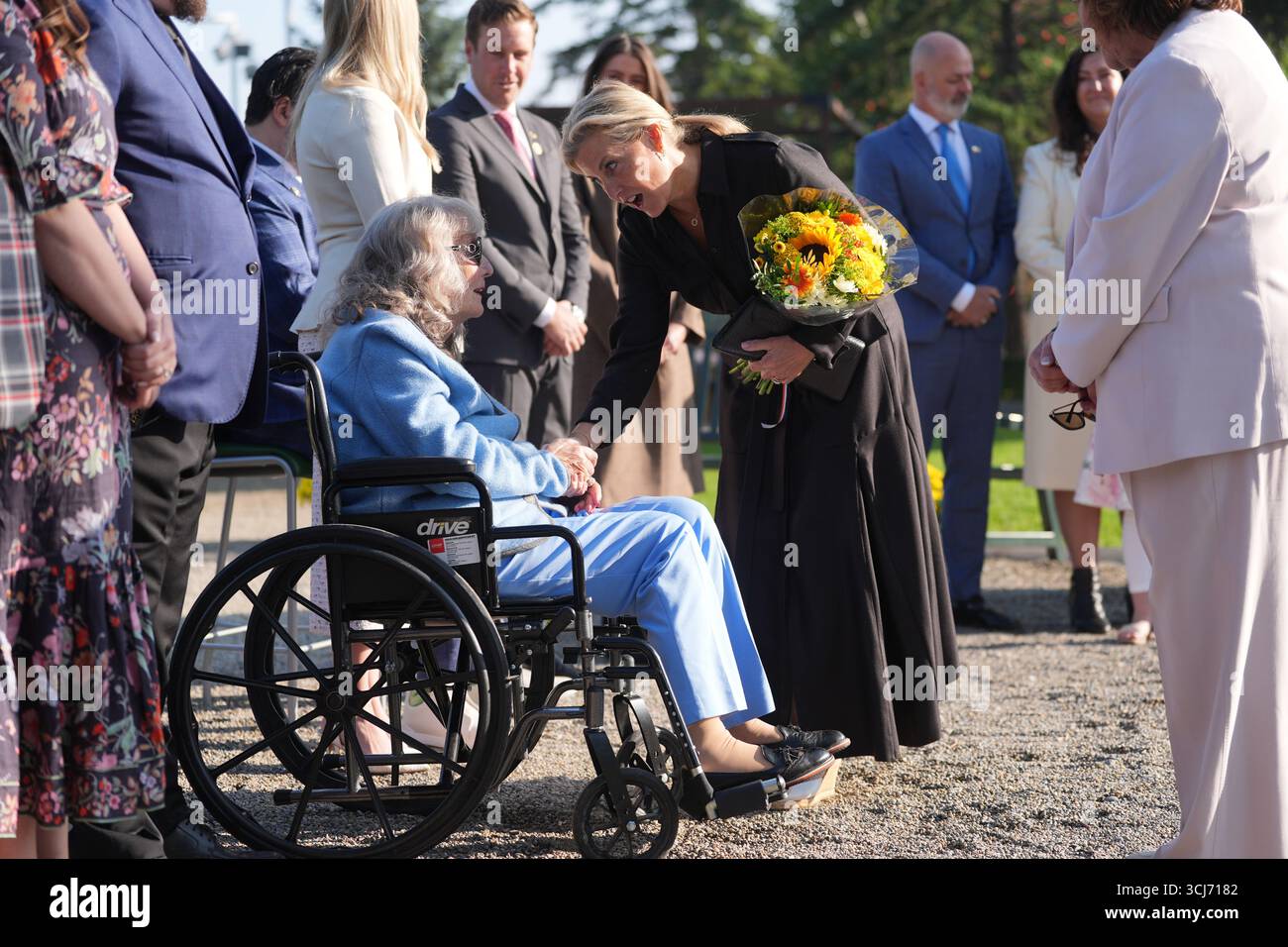The Duchess of Edinburgh arrives at Spruce Meadows in Alberta, as part ...