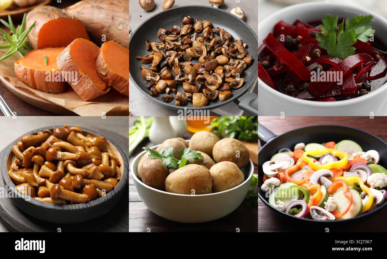 Collection of food products with earthy taste, collage Stock Photo - Alamy