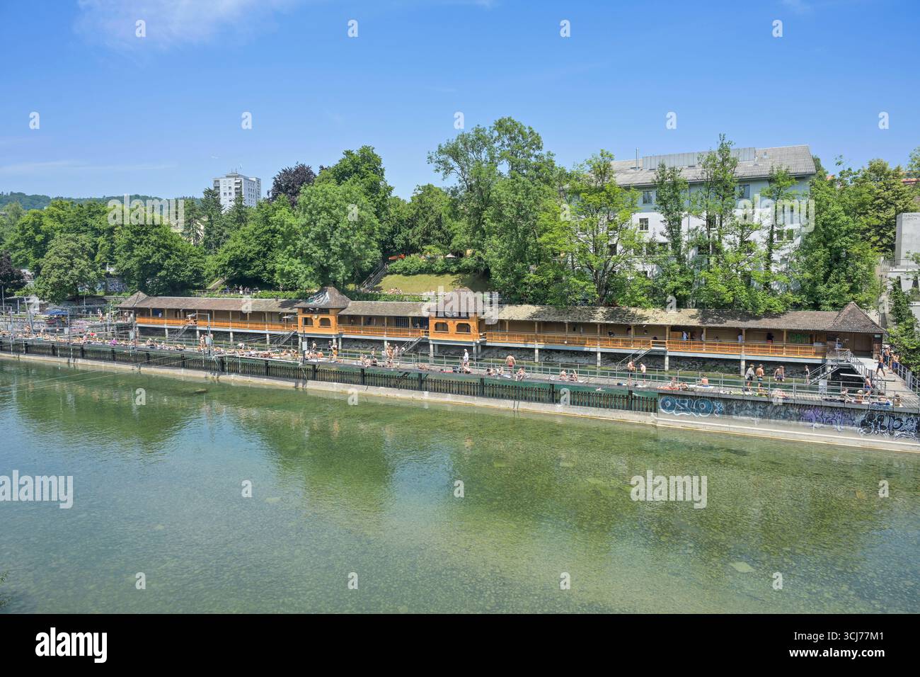Flussbad Unterer Letten, Fluss Limmat, Zürich, Schweiz *** Flussbad ...