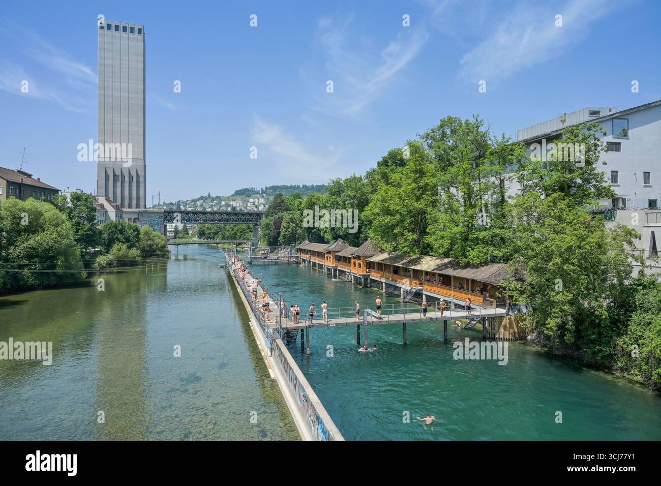 Flussbad Unterer Letten, Kornhaus Speicher, Getreidesilo, Siehlquai ...