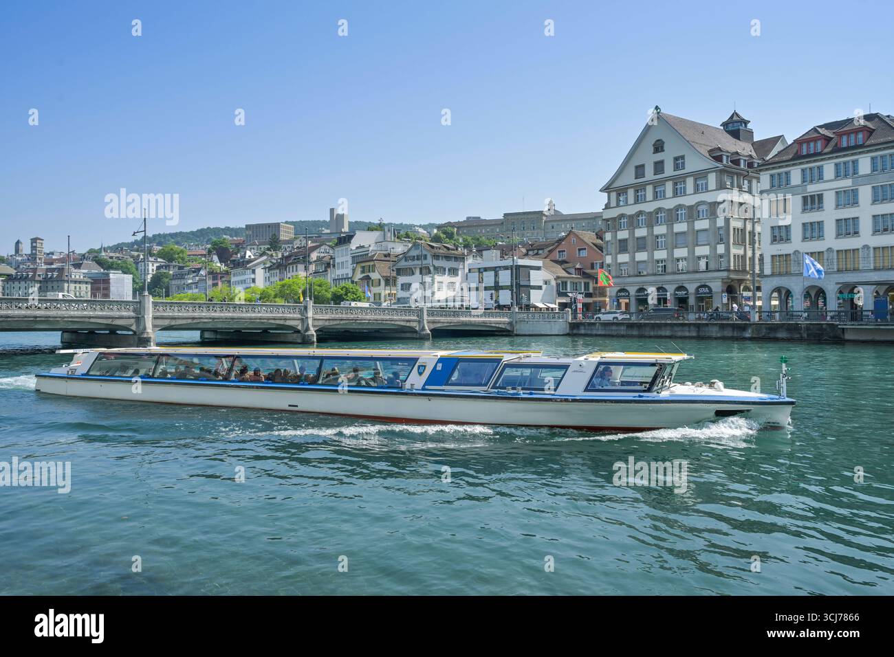 Ausflugsboot, Fluss Limmat, Rudolf-Brun-Brücke, Altstadt rechts der ...