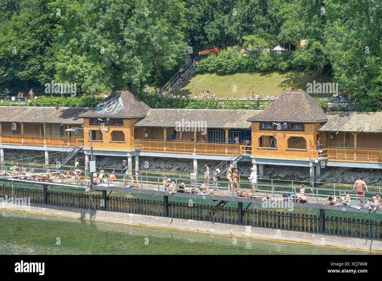 Flussbad Unterer Letten, Fluss Limmat, Zürich, Schweiz *** Flussbad ...