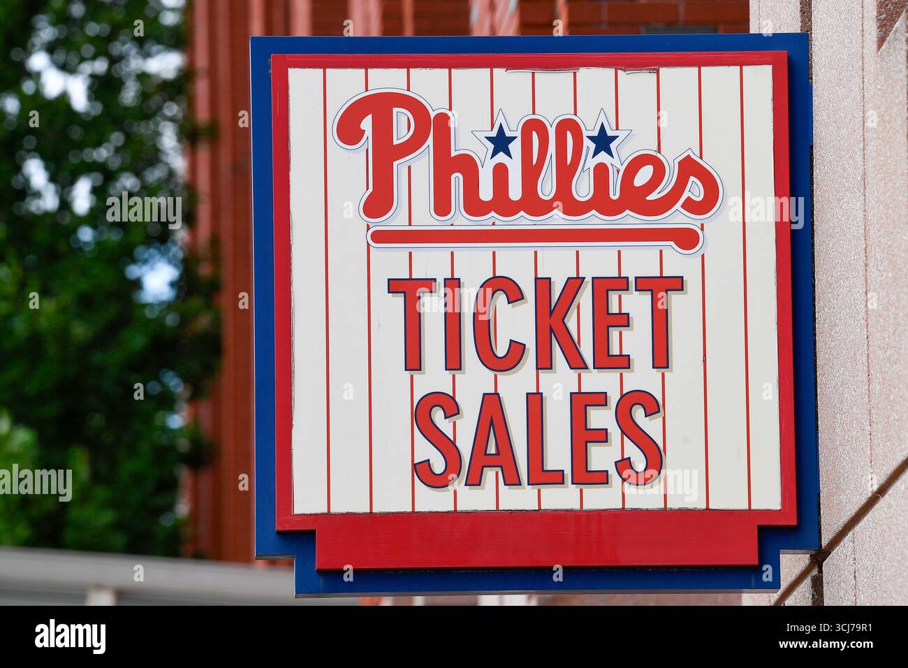 PHILADELPHIA, PA - JULY 18: A close up view of a sign for Philadelphia ...