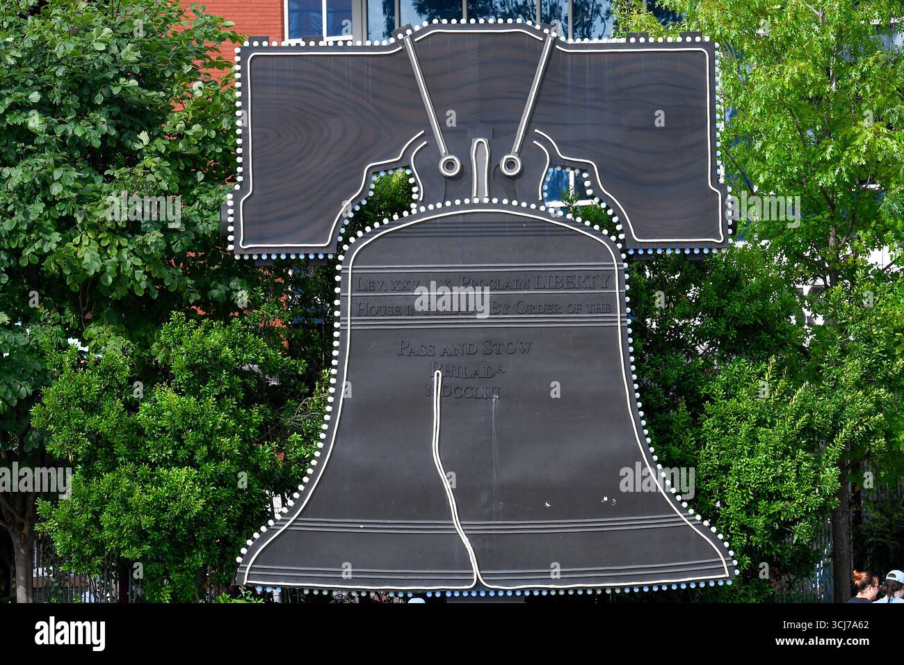 PHILADELPHIA, PA - JULY 18: A close up view of a Liberty Bell replica ...