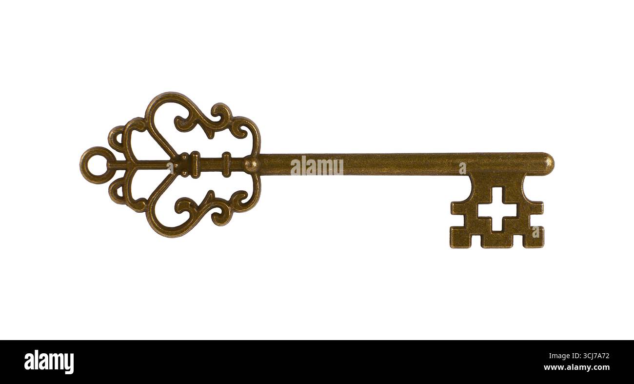 old vintage key isolated on a white background Stock Photo - Alamy