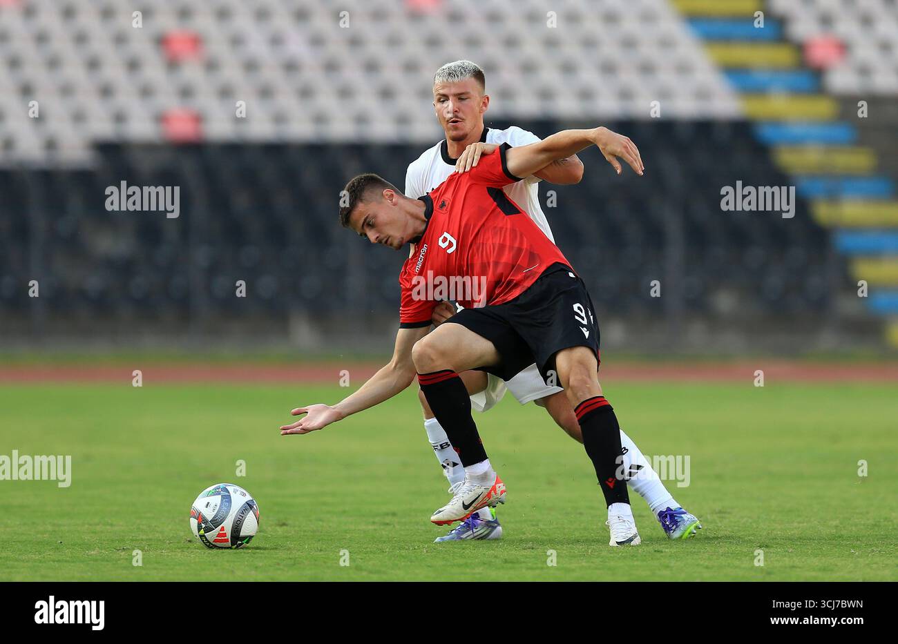 05 September 2025, Albania, Elbasan: Soccer, U21 Men: International ...