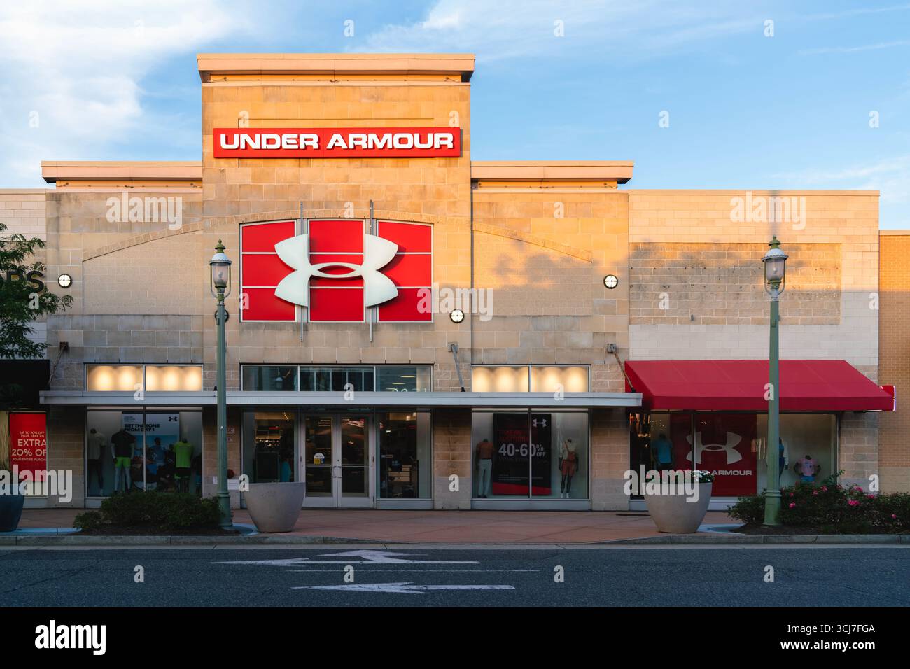 Atlantic City, NJ - Aug 26, 2025: Golden-hour view of Under Armour ...